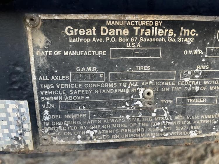 1992 Great Dane GPS-245 Other Equipment Trailers for Sale | Tractor Zoom