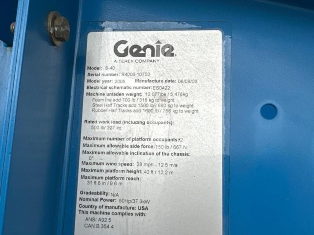 2006 Genie S-40 Construction Aerial Lifts for Sale | Tractor Zoom