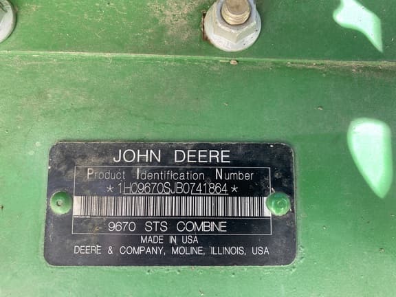 2011 John Deere 9670 STS Combines Class 6 for Sale | Tractor Zoom