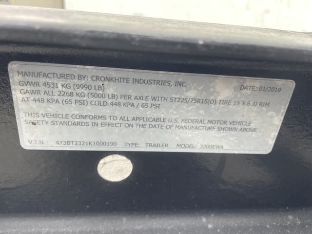 2019 Cronkhite 3200EWA Lot No. 725 Other Equipment For Sale with 17 Ft ...