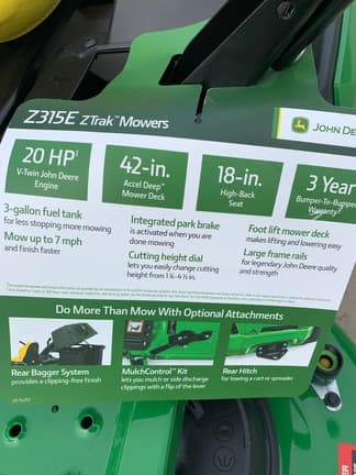 2023 John Deere Z315E Other Equipment Turf for Sale | Tractor Zoom