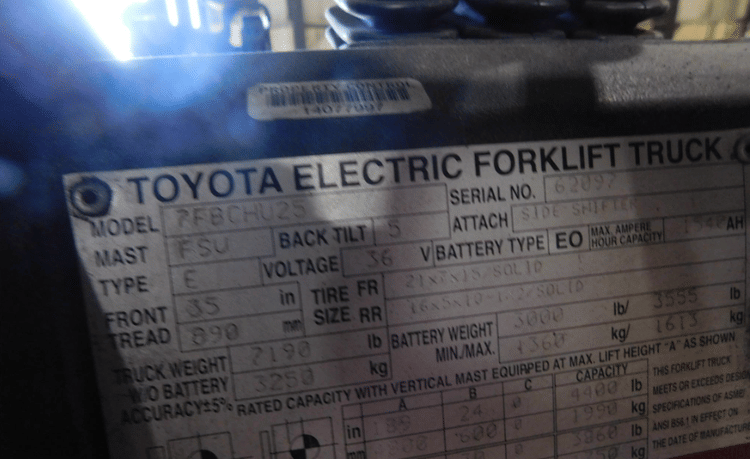 Toyota 7FBCU25 Construction Forklifts for Sale | Tractor Zoom