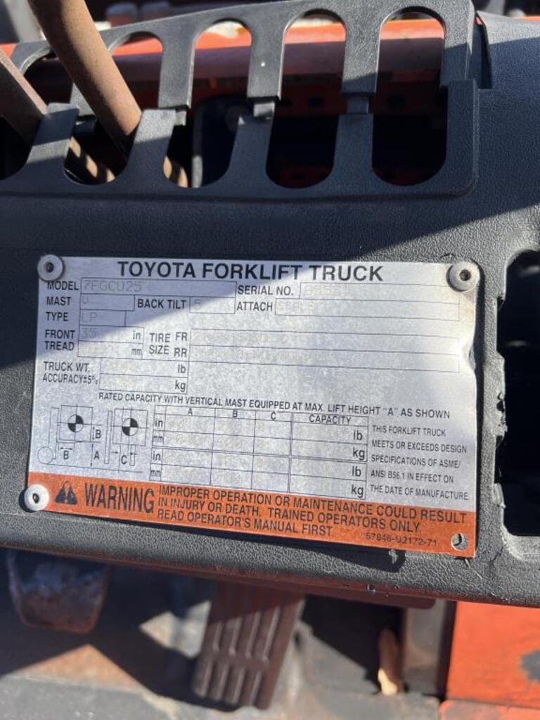 Toyota 7FGCU25 Construction Forklifts for Sale | Tractor Zoom